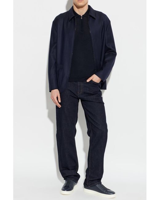 Giorgio Armani Wool Jacket With Herringbone Pattern in Blue for Men ...