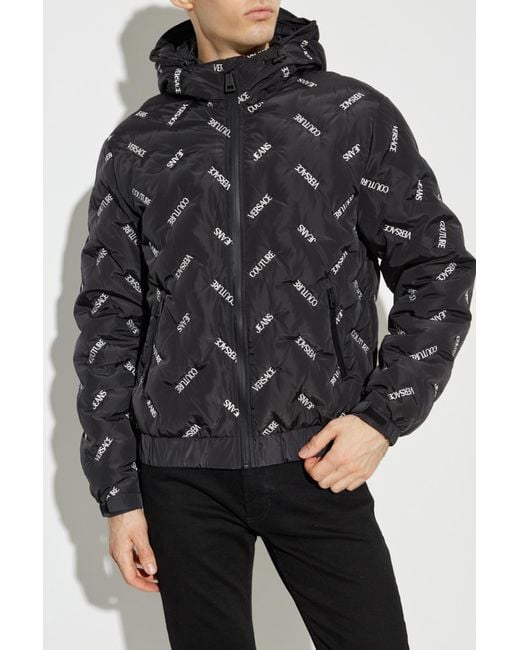 Versace Puffer Jacket With Logo in Black for Men | Lyst
