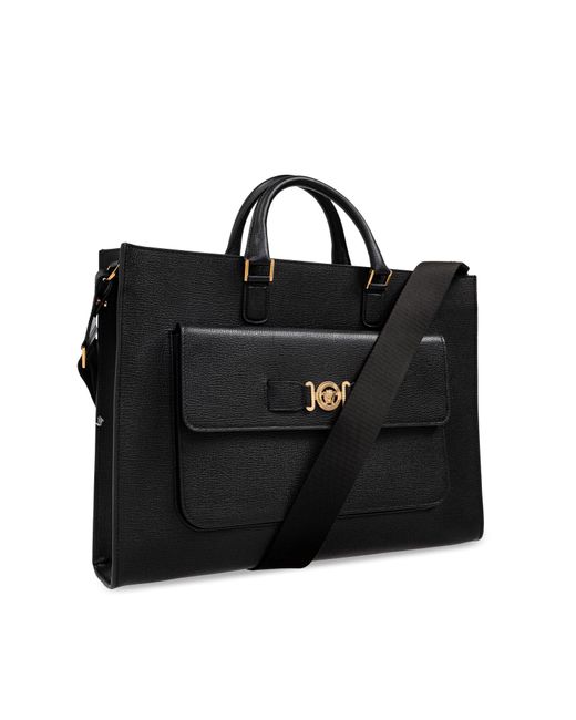 Versace Leather Briefcase 'Medusa Biggie' in Black for Men | Lyst