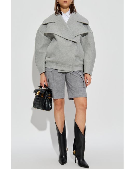 Balmain Wool Jacket in Grey | Lyst UK