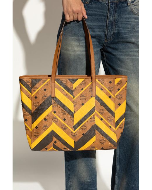 MCM Shopper Bag With Monogram in Orange | Lyst UK