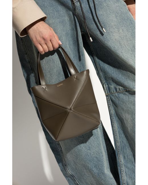 Loewe Bag Mini Puzzle Fold in Gray | Lyst