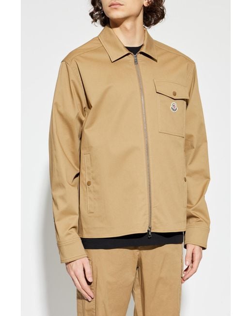 Moncler Jacket With Logo Patch in Natural for Men | Lyst UK