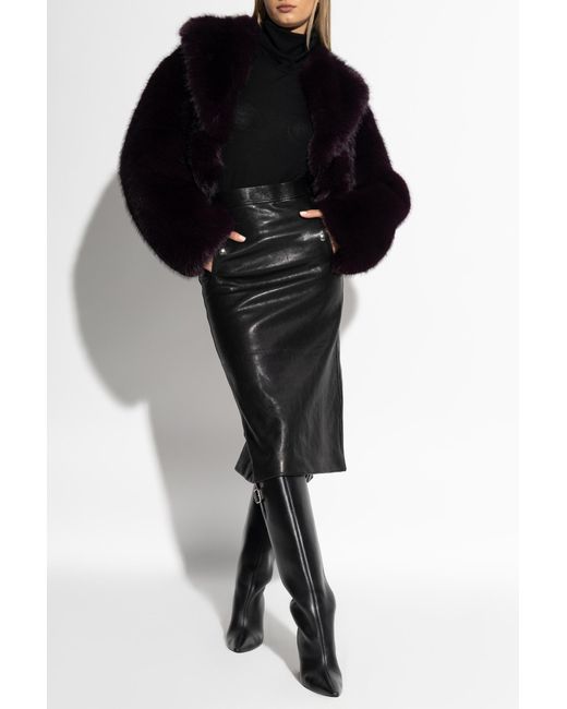 Stand Studio Shearling Coat Samara in Black | Lyst