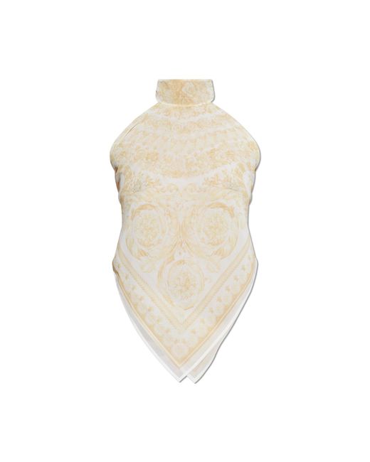 Versace Top With 'Barocco' Pattern in White | Lyst UK