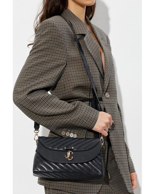 Jimmy Choo Avn Curve Tophandle Shoulder Bag in Black | Lyst UK