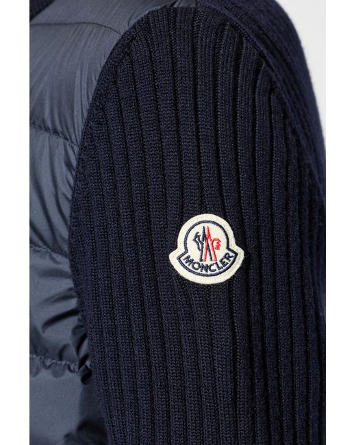 Moncler Cardigan With Down Front in Blue for Men | Lyst UK