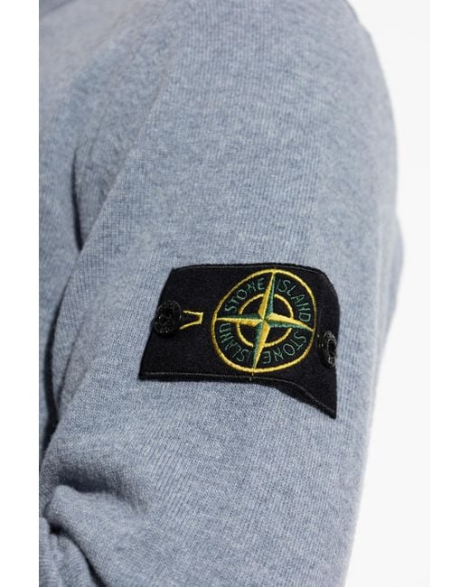 Stone Island Wool Sweater With A Crew Neck in Blue for Men | Lyst UK