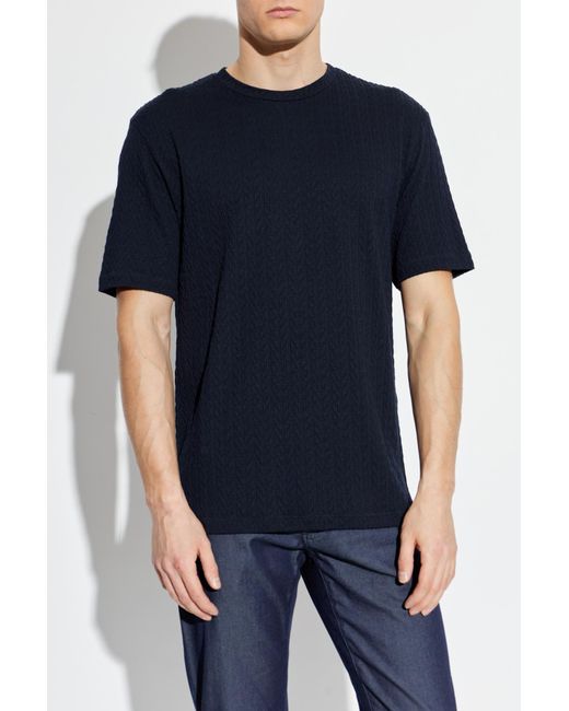 Giorgio Armani T-Shirt With A Raised Pattern in Blue for Men | Lyst UK