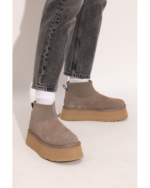 UGG Platform Snow Boots 'Classic Mini Dipper' in Gray | Lyst