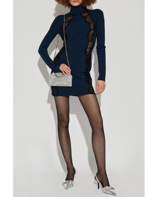 Stella McCartney Dress With Lace Inserts in Blue | Lyst