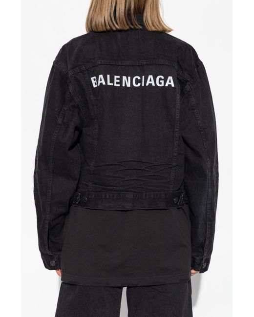 Balenciaga Denim Jacket in Black | Lyst