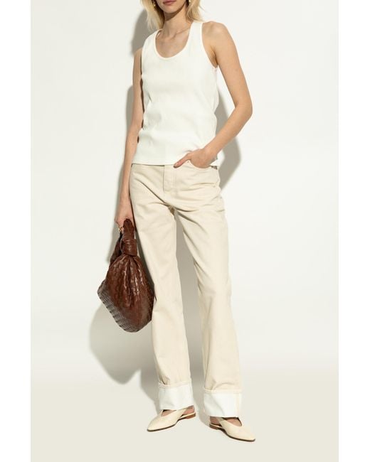 Bottega Veneta Sofia Open-Back Shoes in Natural | Lyst