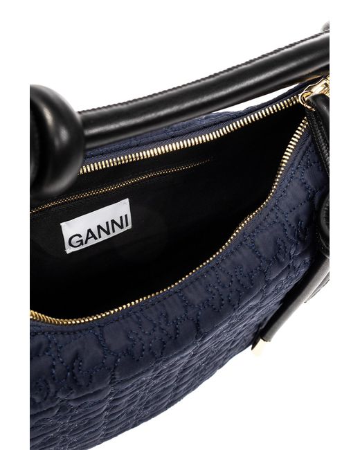 Ganni 'knot' Quilted Shoulder Bag in Blue | Lyst