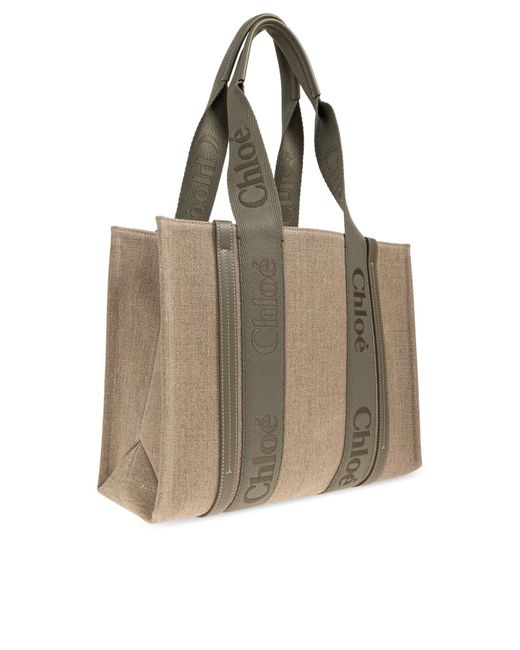 Chloé "Woody Medium" Shopper Bag in Natural | Lyst UK