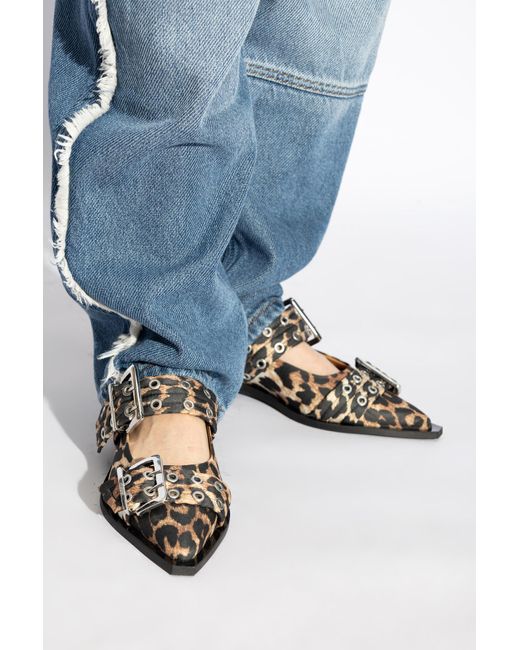 Ganni Shoes With Animal Print in Blue | Lyst