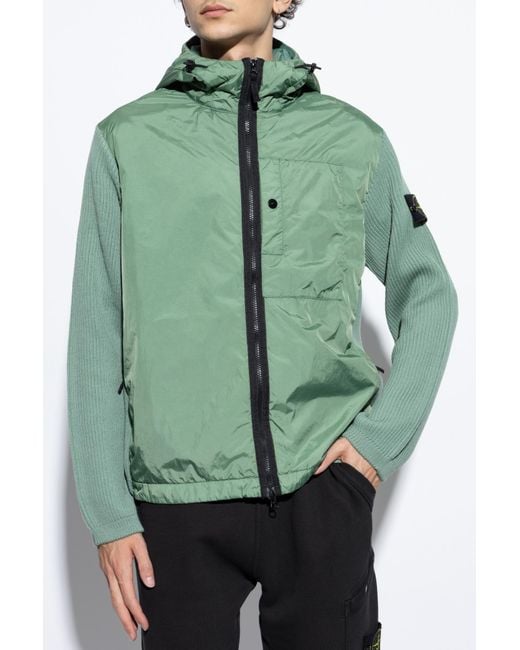 Stone Island Jacket Made Of Combined Materials in Green for Men | Lyst