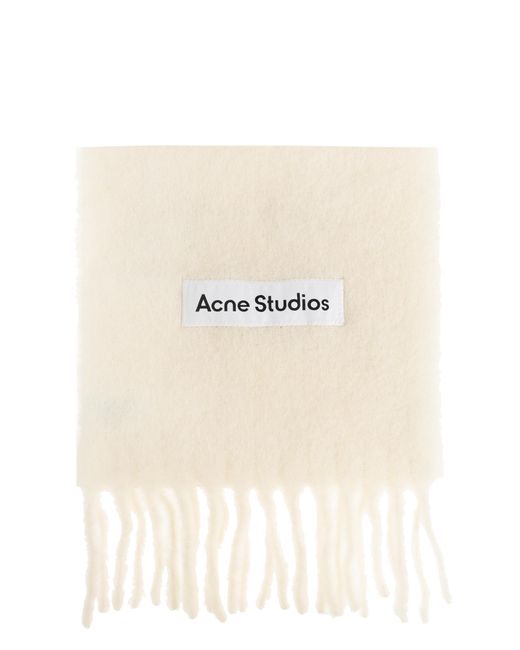 Acne Studios Scarf With Logo in Natural | Lyst UK