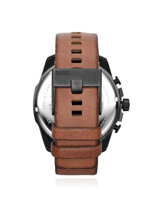 DIESEL "mega Chief" Watch On A Leather Strap, in Black for Men | Lyst UK