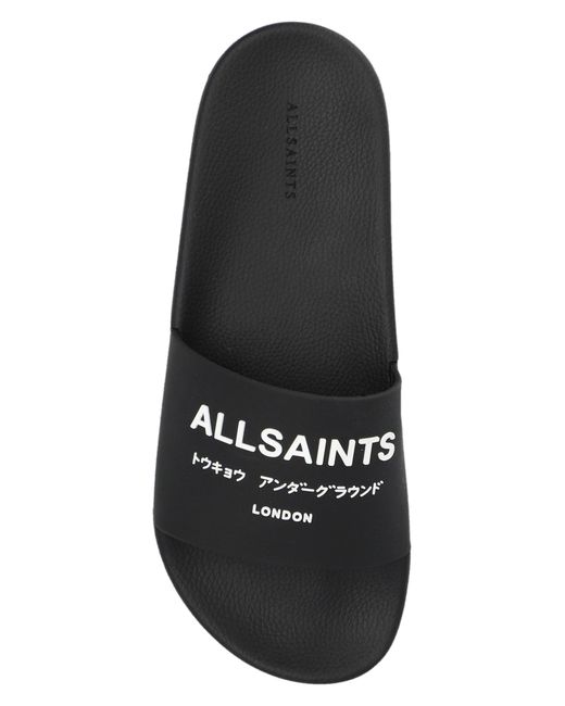 AllSaints Rubber Slides 'Underground' in Black | Lyst