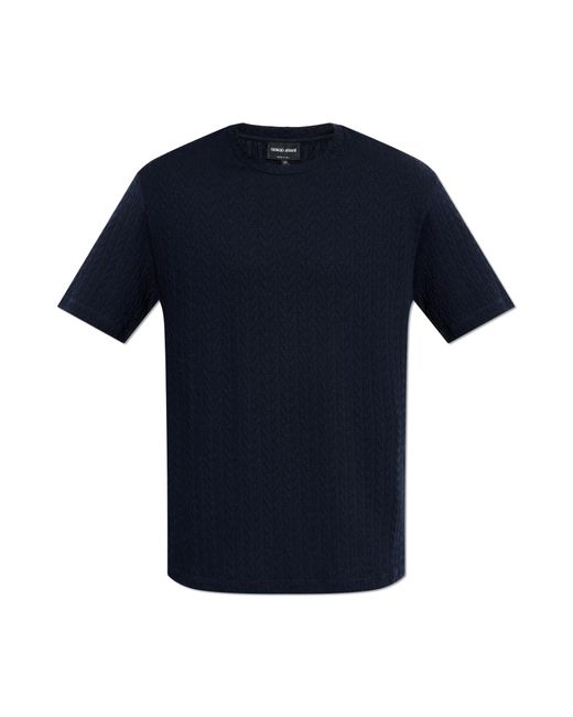 Giorgio Armani T-Shirt With A Raised Pattern in Blue for Men | Lyst UK
