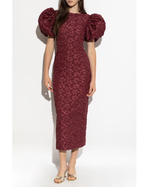 ROTATE BIRGER CHRISTENSEN Dress With Puff Sleeves in Red | Lyst UK