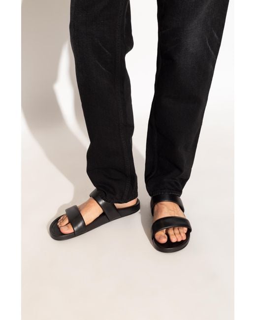 Saint Laurent Leather Slides Nichols in Black for Men | Lyst