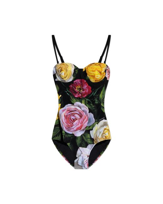 Dolce & Gabbana One-Piece Swimsuit in Black | Lyst