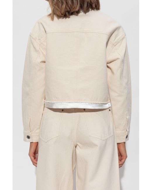 Self-Portrait Denim Jacket With Vintage Effect in Natural | Lyst