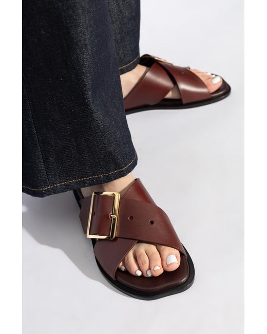 Loewe Leather Slides in Black | Lyst