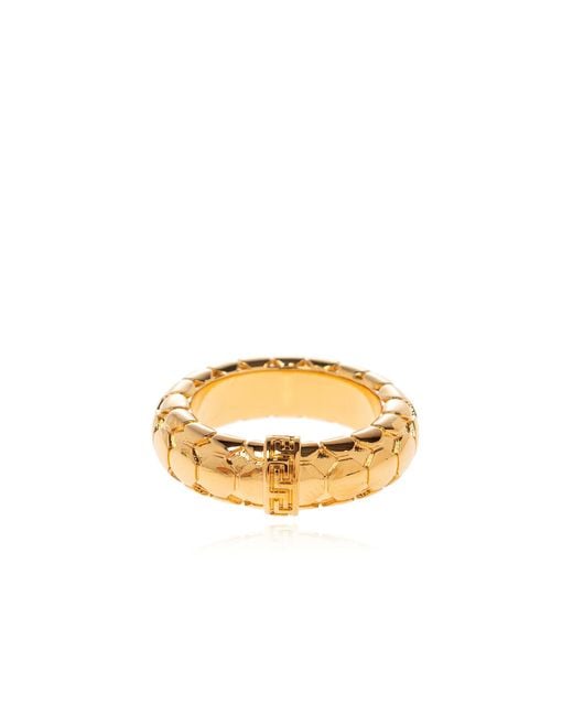 Versace Ring With A Distinctive Greek Pattern in Brown | Lyst