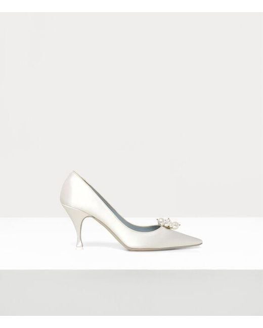 Vivienne Westwood Pin Heel Point Court Shoe Satin Db in White | Lyst UK