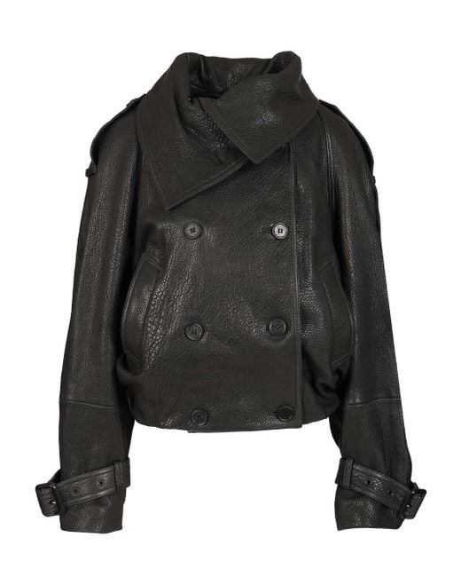 Acne Studios Short Double-Breasted Trench Coat Knitwear in Black | Lyst UK