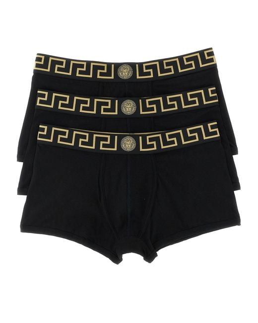 Versace Greca 3-Pack Boxer Set in Black for Men | Lyst UK