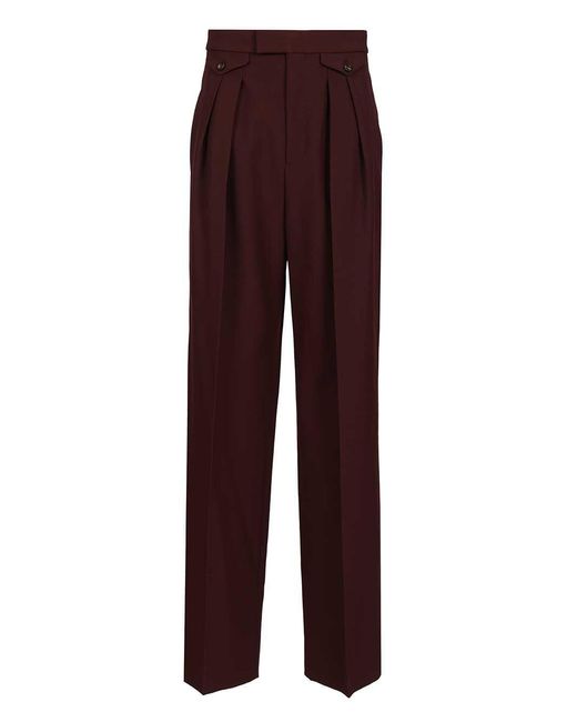 Chloé Suits Pant With Waist Pleats Trousers Bordeaux in Purple | Lyst UK