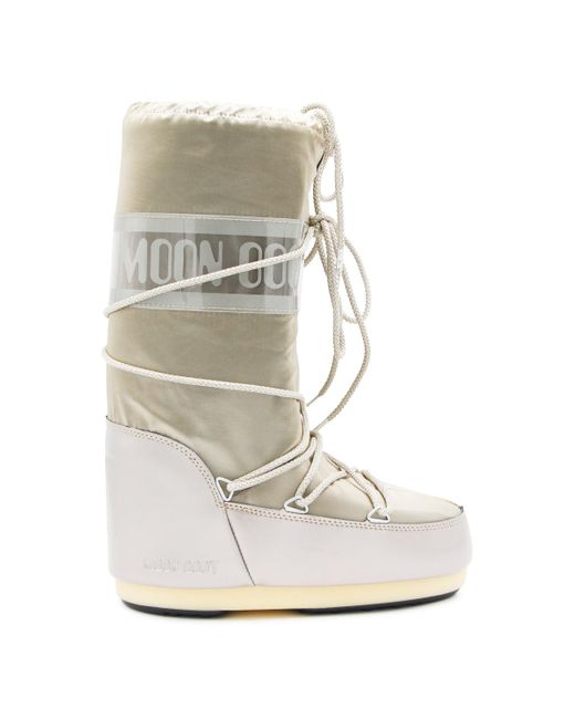 Moon Boot Boots Platinum in Natural | Lyst UK