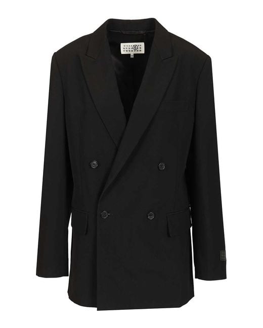 MM6 by Maison Margiela Double-Breasted Blazer Jackets in Black | Lyst UK