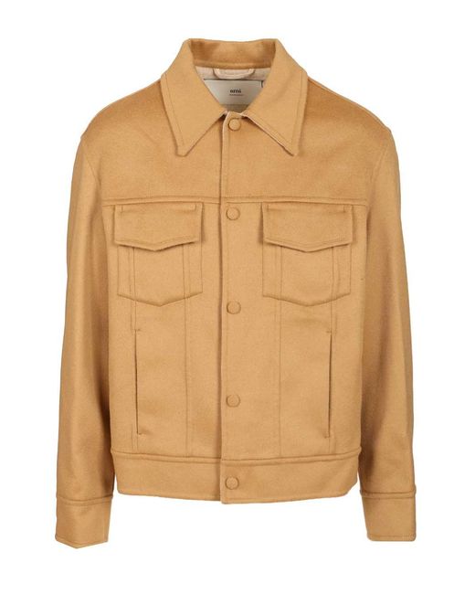 Ami Paris Ami Wool Trucker Jacket in Brown for Men | Lyst UK