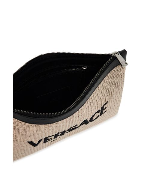 Versace Raffia Pouch For in Black for Men | Lyst