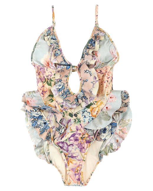 Zimmermann Halliday Waterfall Frill One Piece Swimsuit Lyst