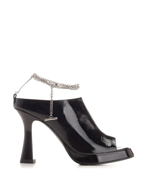 McQueen Ankle Chain Strap Sandals in Black | Lyst