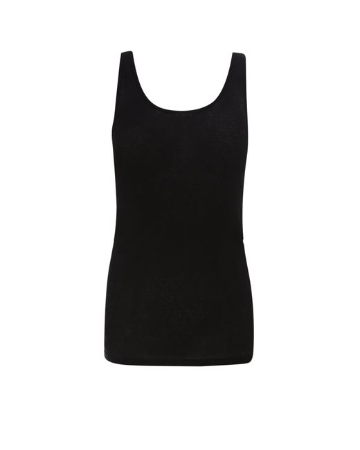 Saint Laurent Ribbed Cotton And Modal Tank Top in Black | Lyst UK
