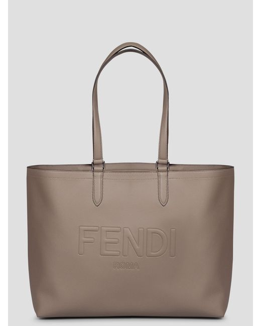 Fendi Roma Leather Shopping Bag in Natural for Men | Lyst