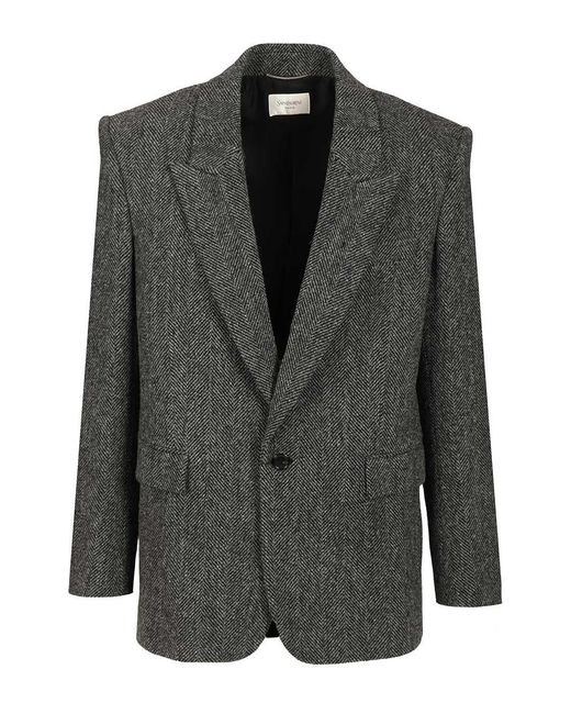 Saint Laurent Worsted Wool Jacket Jackets in Black for Men | Lyst UK