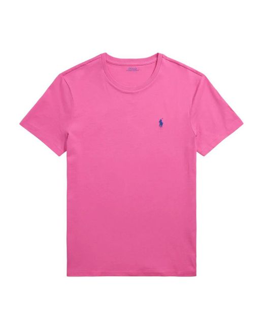 Polo Ralph Lauren Custom Slim Fit Jersey T-Shirt in Pink for Men | Lyst