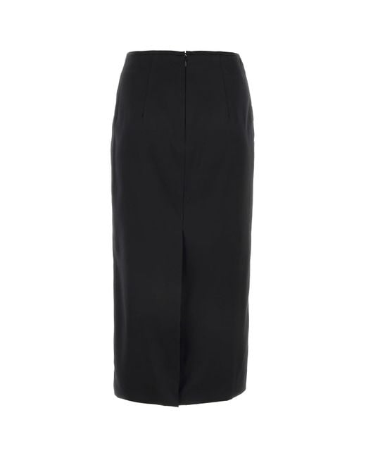 Miu Miu Stretch Silk Skirt in Black | Lyst
