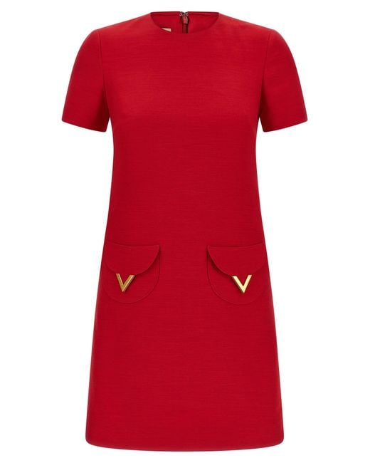 Valentino Garavani V Dress Dresses in Red | Lyst UK