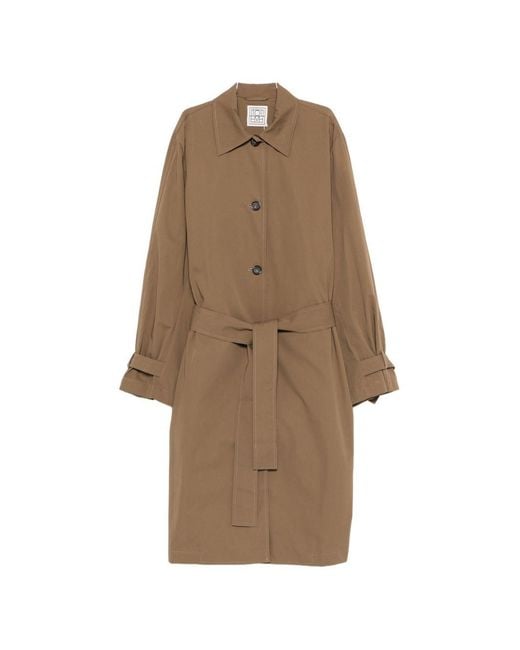 TOTEME Cotton Trench Coat in Natural | Lyst