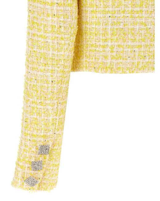 ROTATE BIRGER CHRISTENSEN Cropped Bouclé Jacket in Yellow | Lyst