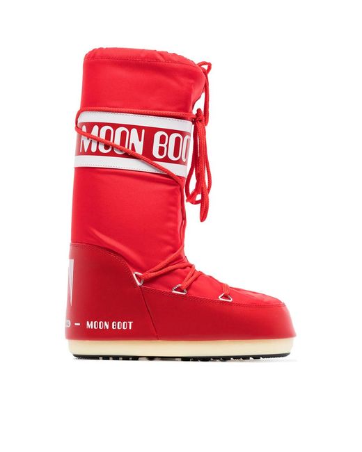 Moon Boot Red Boots | Lyst UK